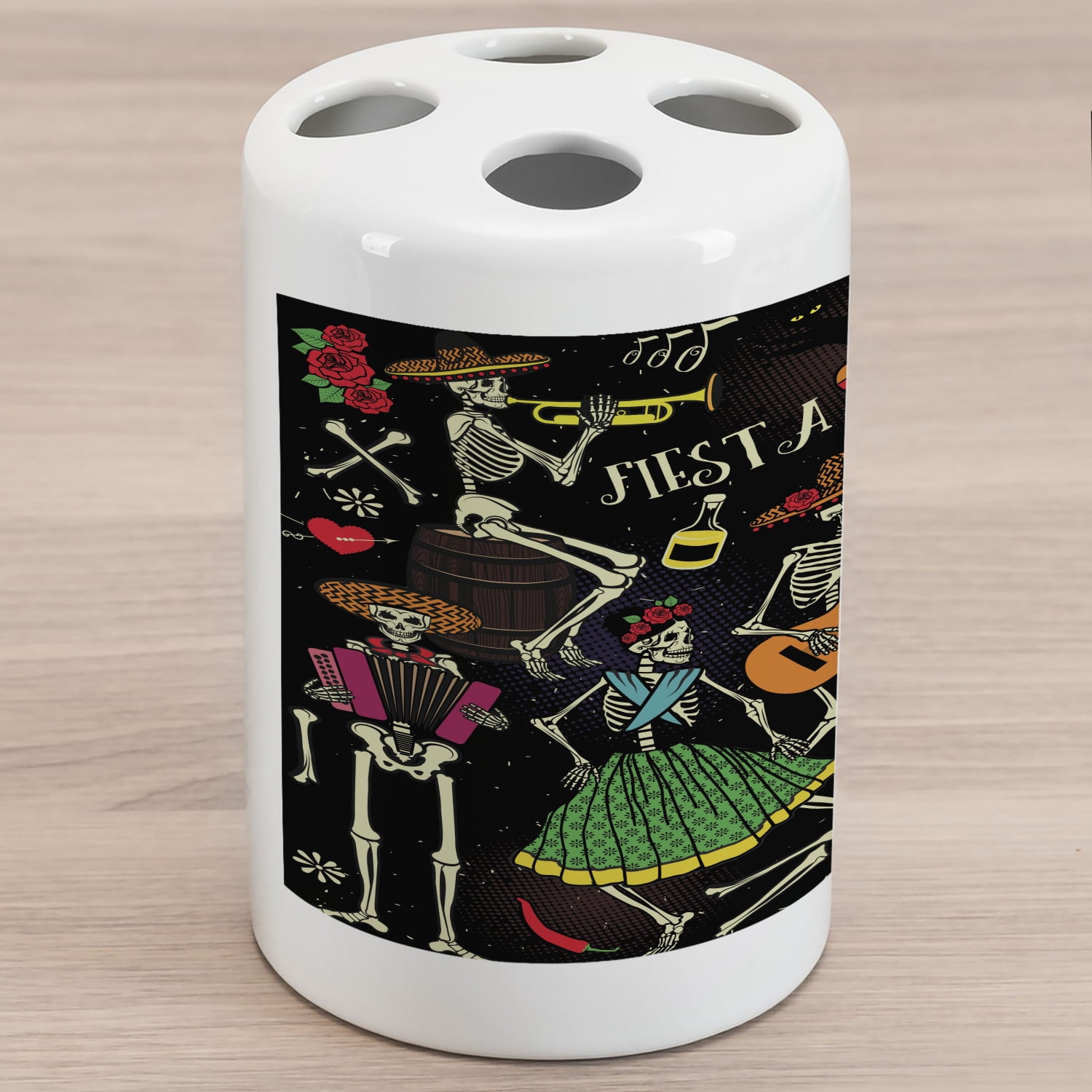 Skeleton Ceramic Toothbrush Holder, Dia de los Muertos Fiesta Themed ...