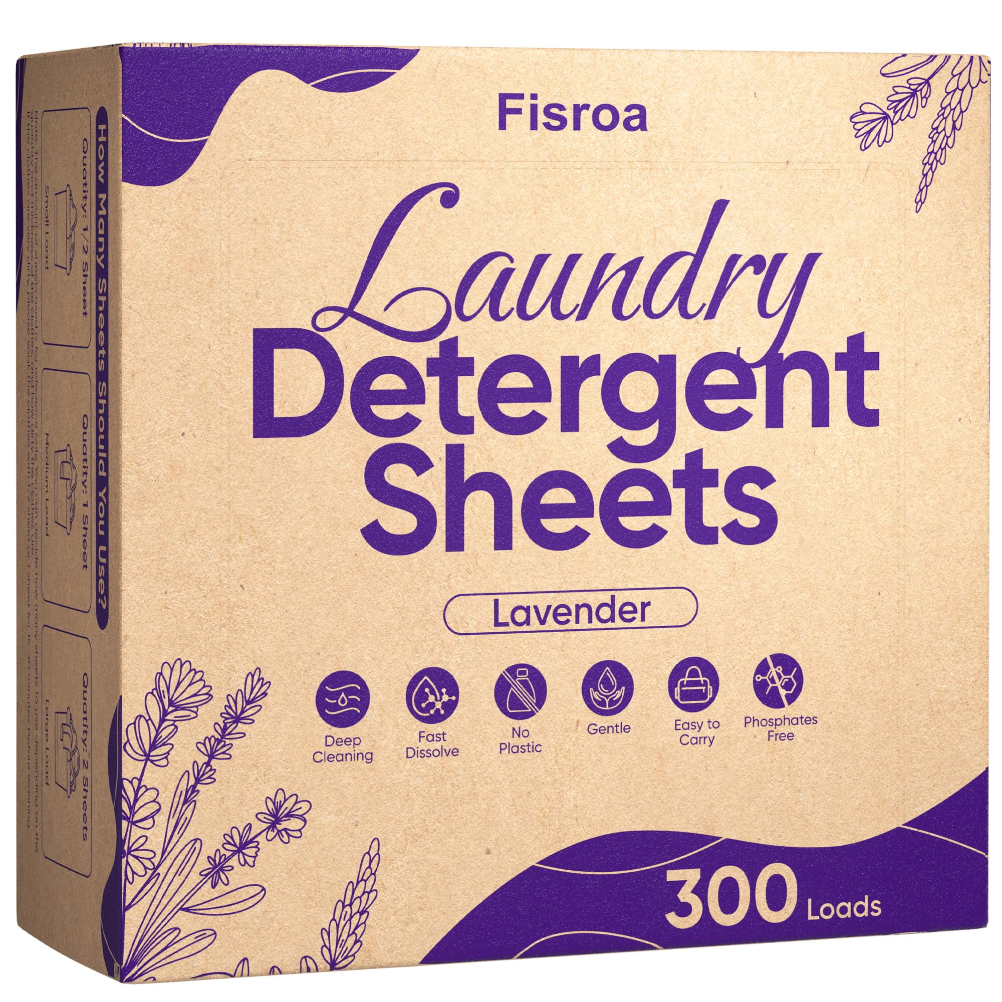 Láminas de detergente para ropa Fisroa Lavender 300 cargas Travel ...