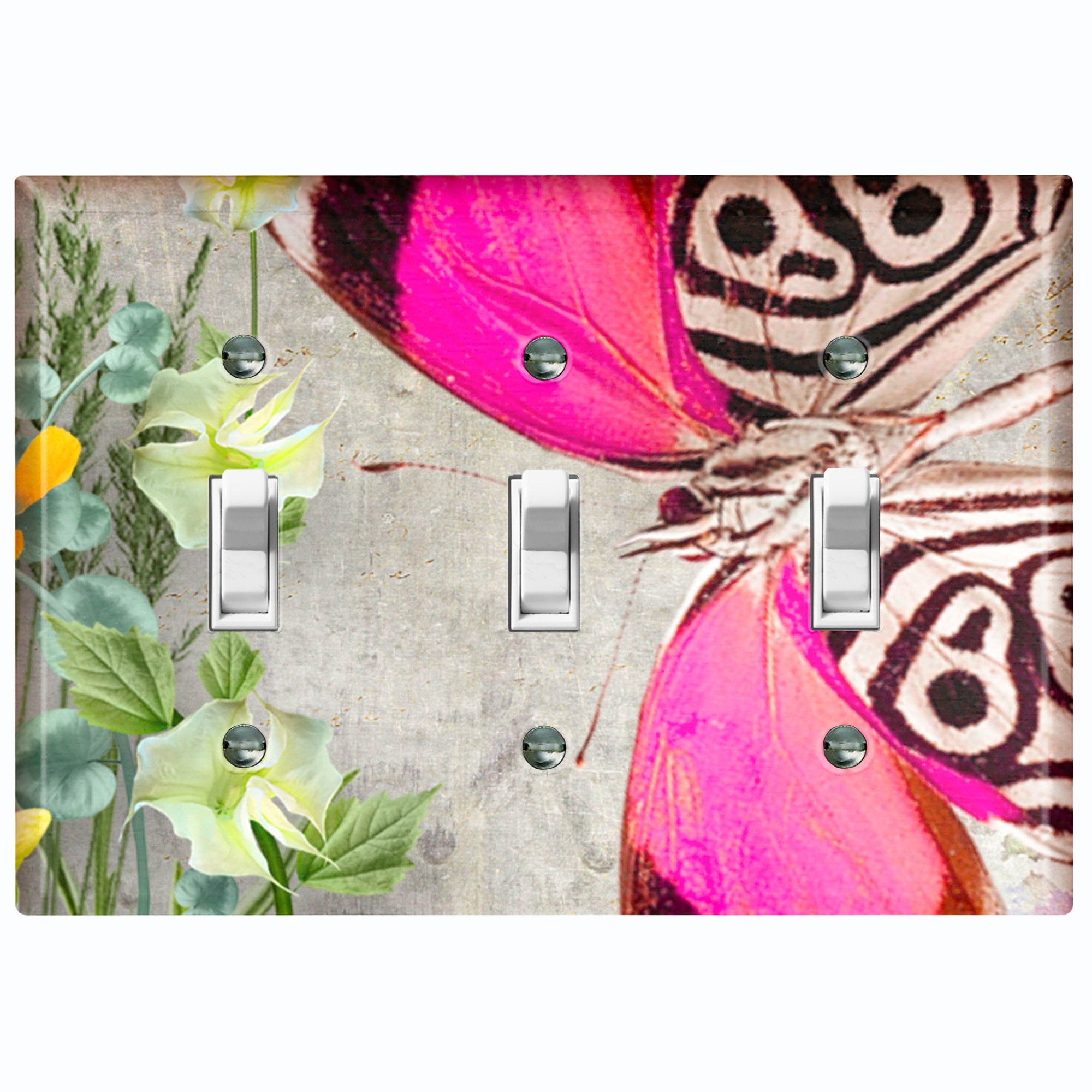 Metal Light Switch Plate Cover Floral Nature Butterfly Scripture Damask ...