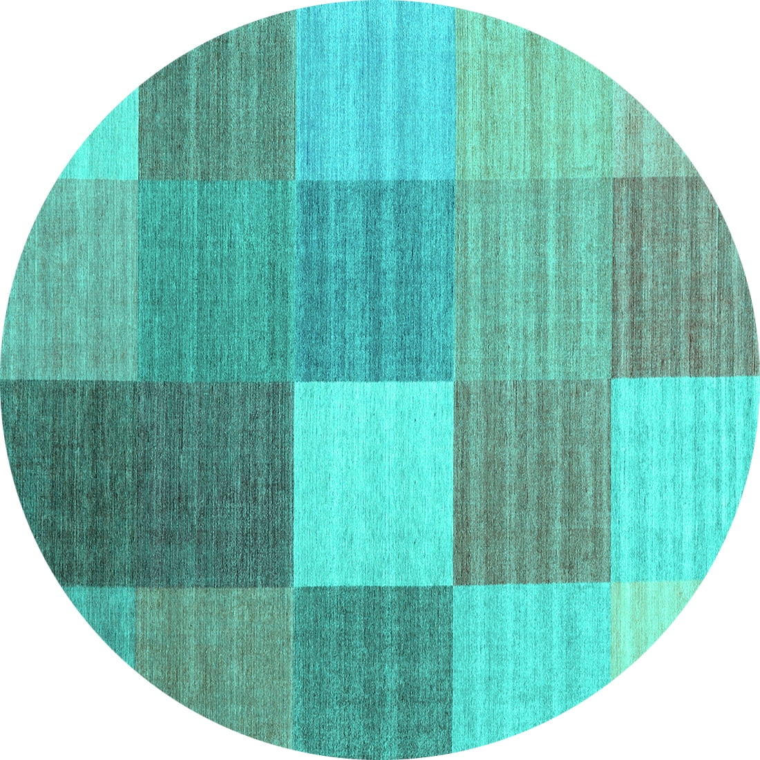 Ahgly Company Indoor Round Checkered Turquoise Blue Modern Area Rugs, 7 ...