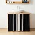 Abstract Brown Striped Cabinet Curtain, Simple Black Background Sink ...