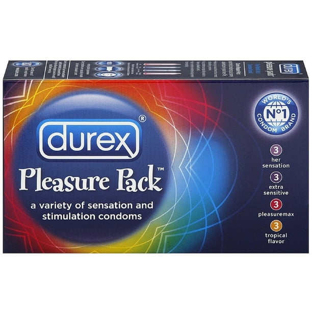 Durex Pleasure Pack Premium Lubricated Latex Condoms, Assorted 12 ea (Pack of 3) - Walmart.com
