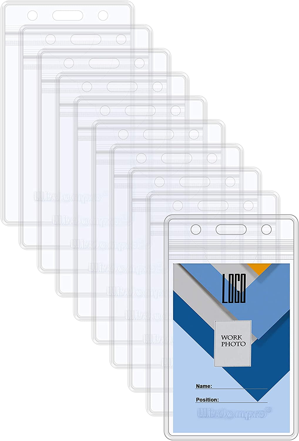 Wisdompro 20 Pack Badge Holder, Double-Sided 2 Card Slot Waterproof ...