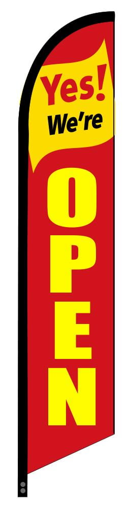 YES! We're OPEN swooper / feather flag, vertical banner sign - Walmart.com