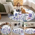 Blue Purple Floral 3.3' Round Rug for Bedroom Reading Corner, Spring ...