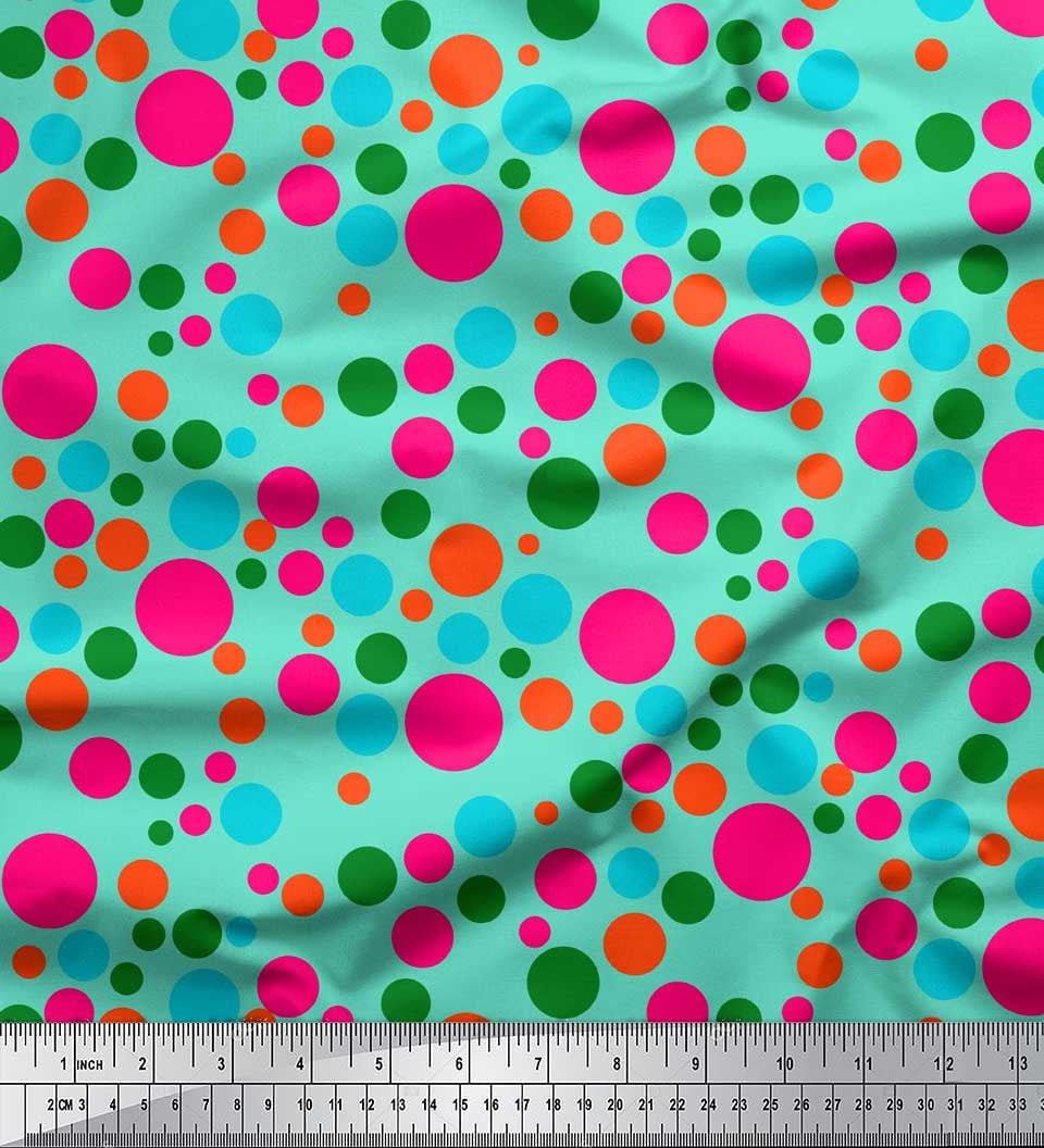 Soimoi Green Cotton Poplin Fabric Polka Dots Fabric Prints By Yard 58 ...