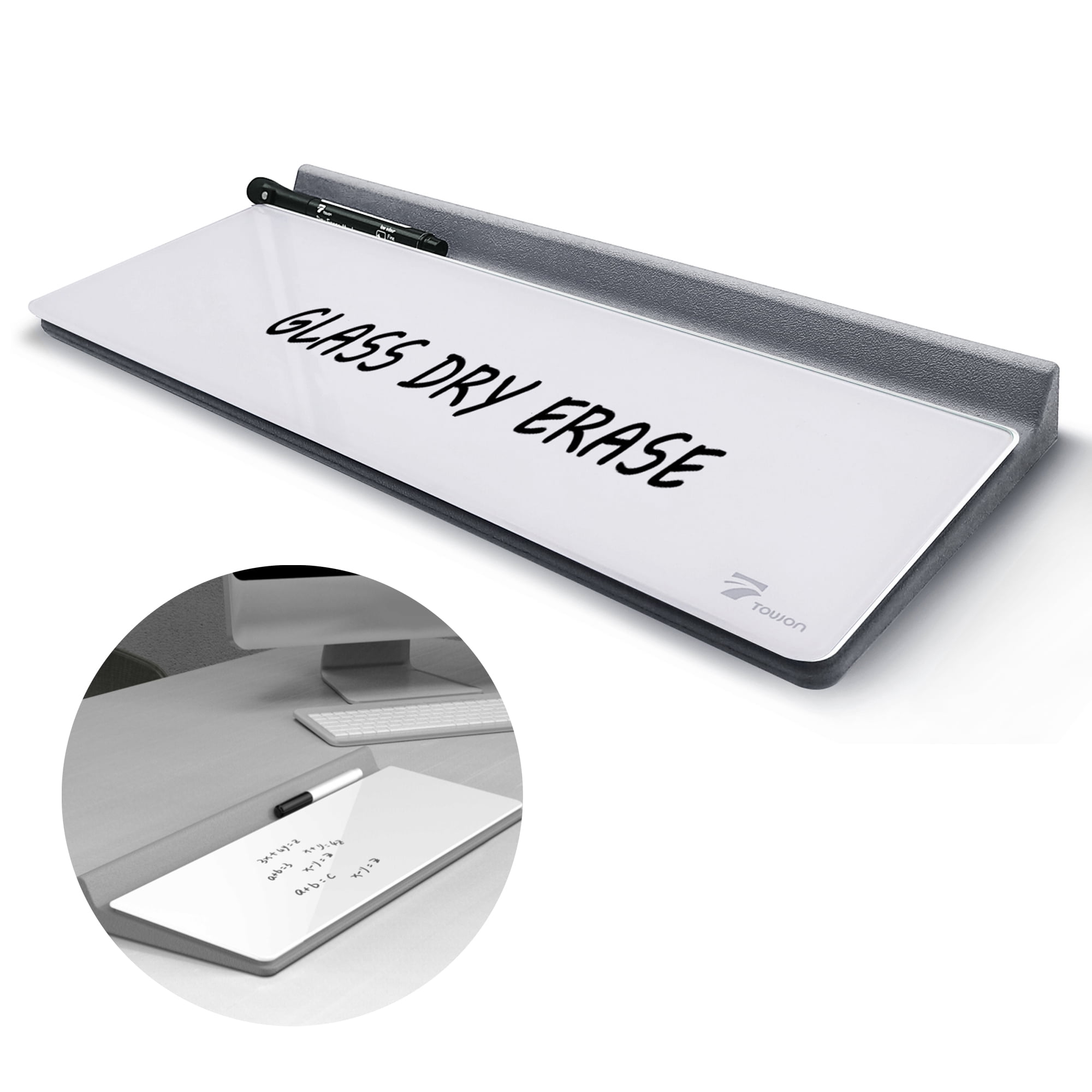 TOWON Desktop Glass Dry Erase Board, Tabletop Whiteboard w/ Marker ...