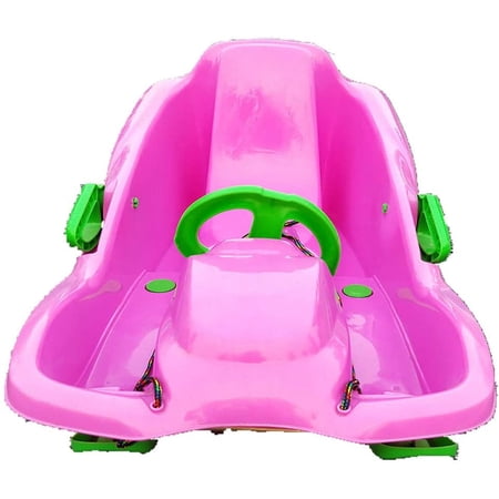 Large Plastic Sledge with Ro Kids Adults Toboggan Sled Winter Snow Luge ...