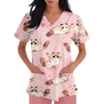 AHMOMEI Scrubs for Women Tops Stretchy Cartoon Animal Print Scrubs Top ...
