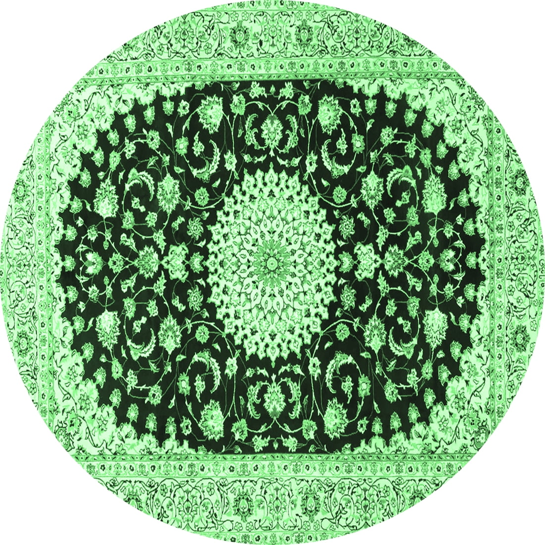 Ahgly Company Indoor Round Medallion Emerald Green Traditional Area ...