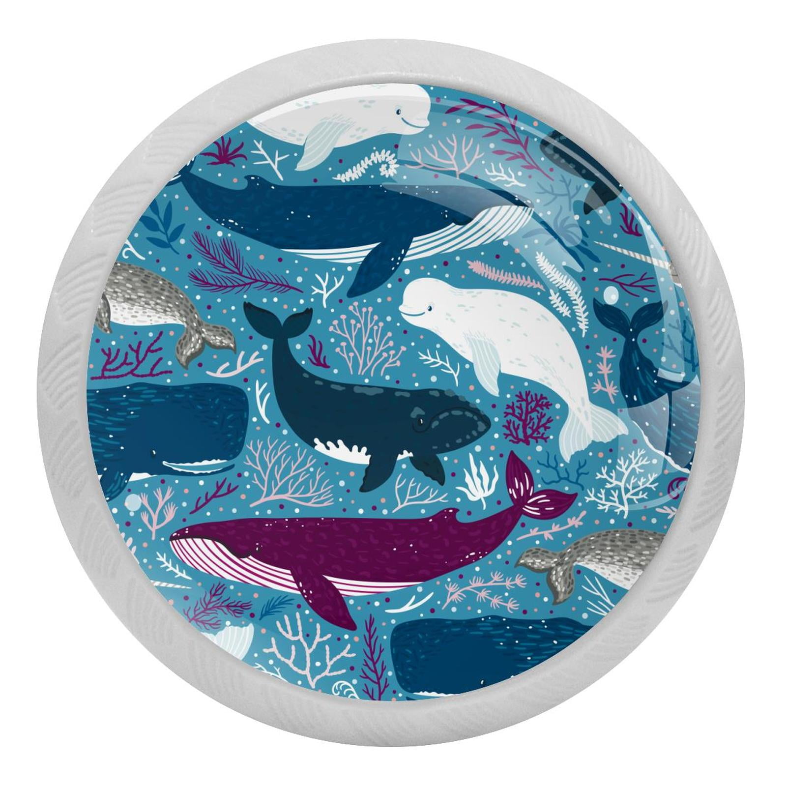 4PCS Round Whale Cabinet Fluorescence Knob Glowing in the Dark ...