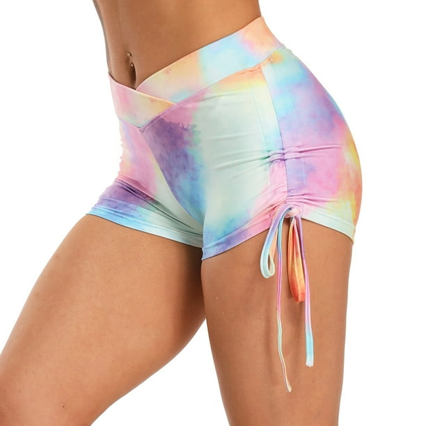 Seasum Seasum High Waist Yoga Shorts For Women Tummy Control Tie Dyed
