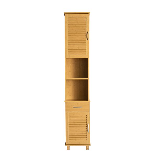 Kadyn Bathroom Slim Linen Tower Storage with 2 Shutter Doors, Floor ...