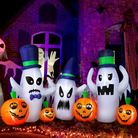 5FT Halloween Inflatables Decorations - 2 Pack Cute Pumpkin Ghosts Set ...