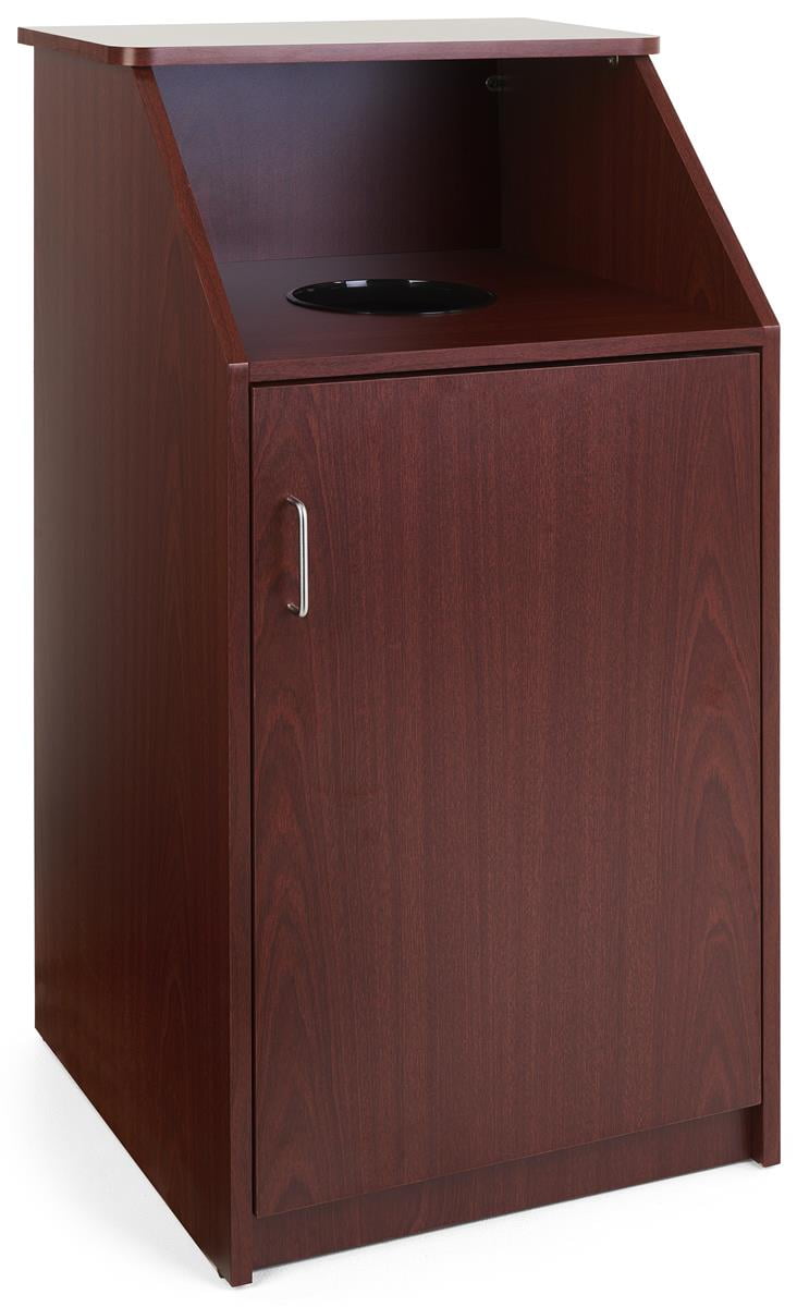 Displays2go Melamine Garbage Bin with Door, Laminated Particle Board ...
