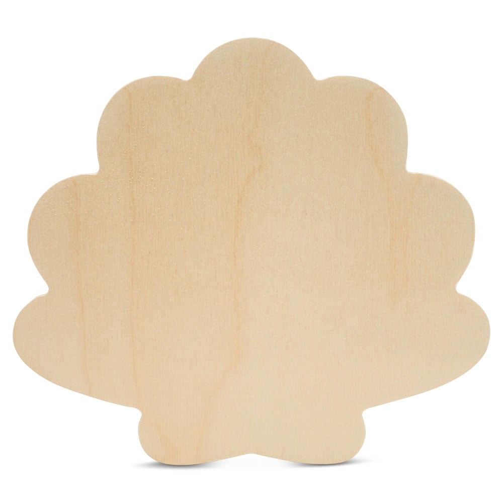 Unfinished Wooden Seashell Cutout, 8", Pack of 100 Wooden Shapes for ...
