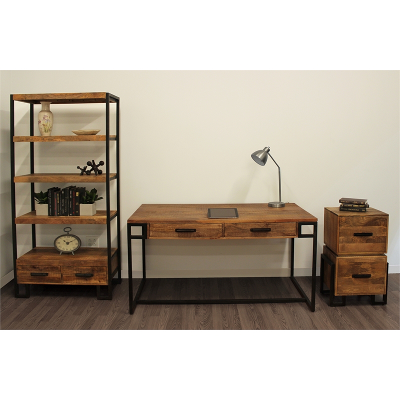 Anaheim 3-Piece Office Set with Desk, Bookshelf and Filing Cabinet ...