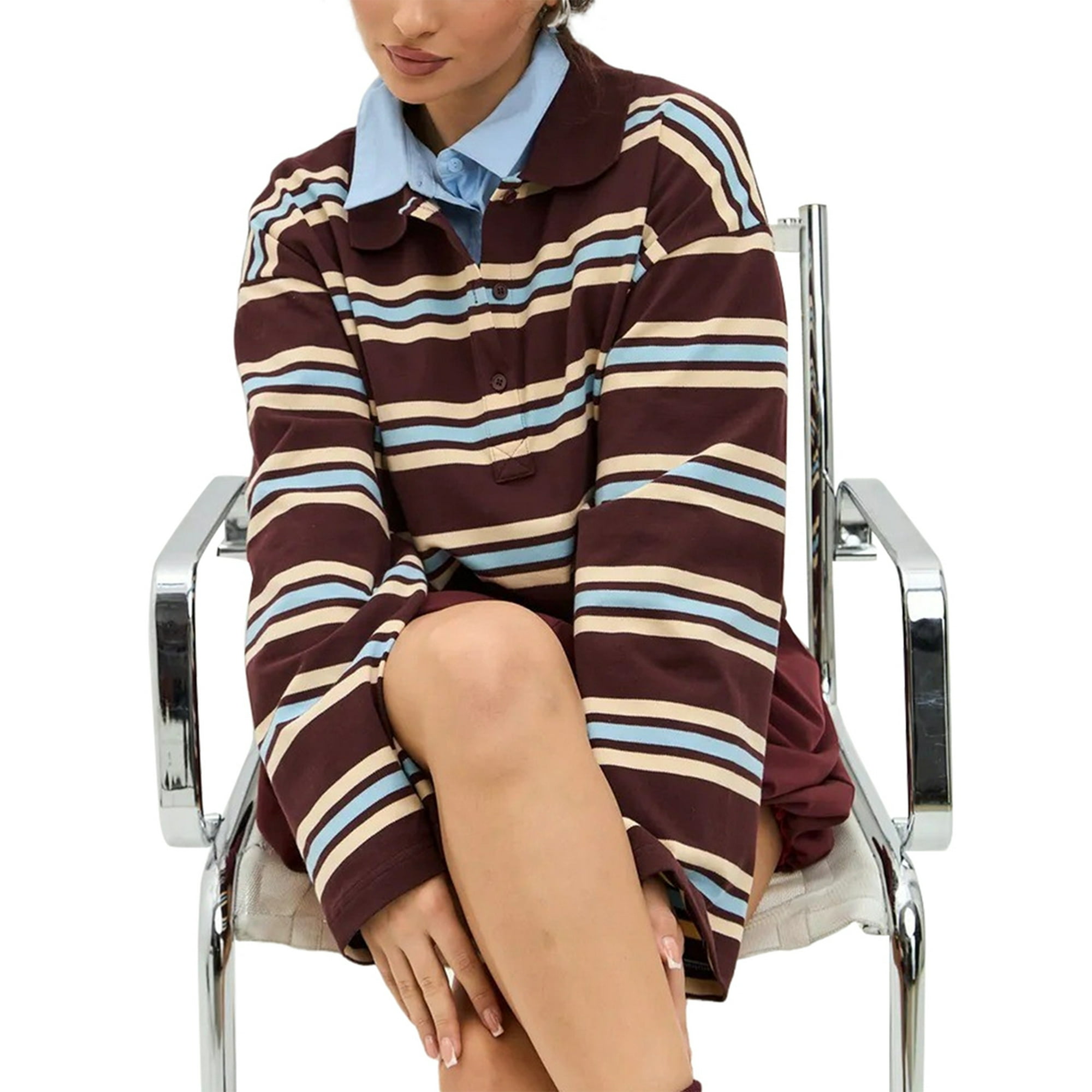 Click here for Unbranded Oversized Striped Long Sleeve Rugby Shir... prices