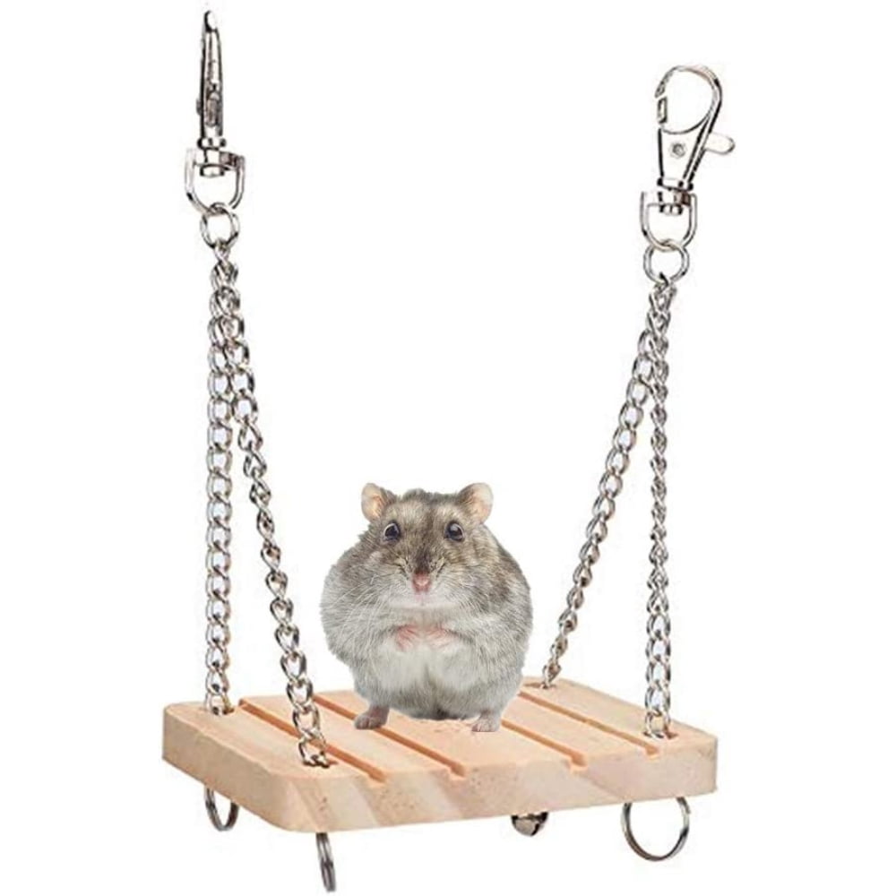 Hamster Swing Toy Wooden Pet Hanging Bed Hamster Cage Accessories for ...