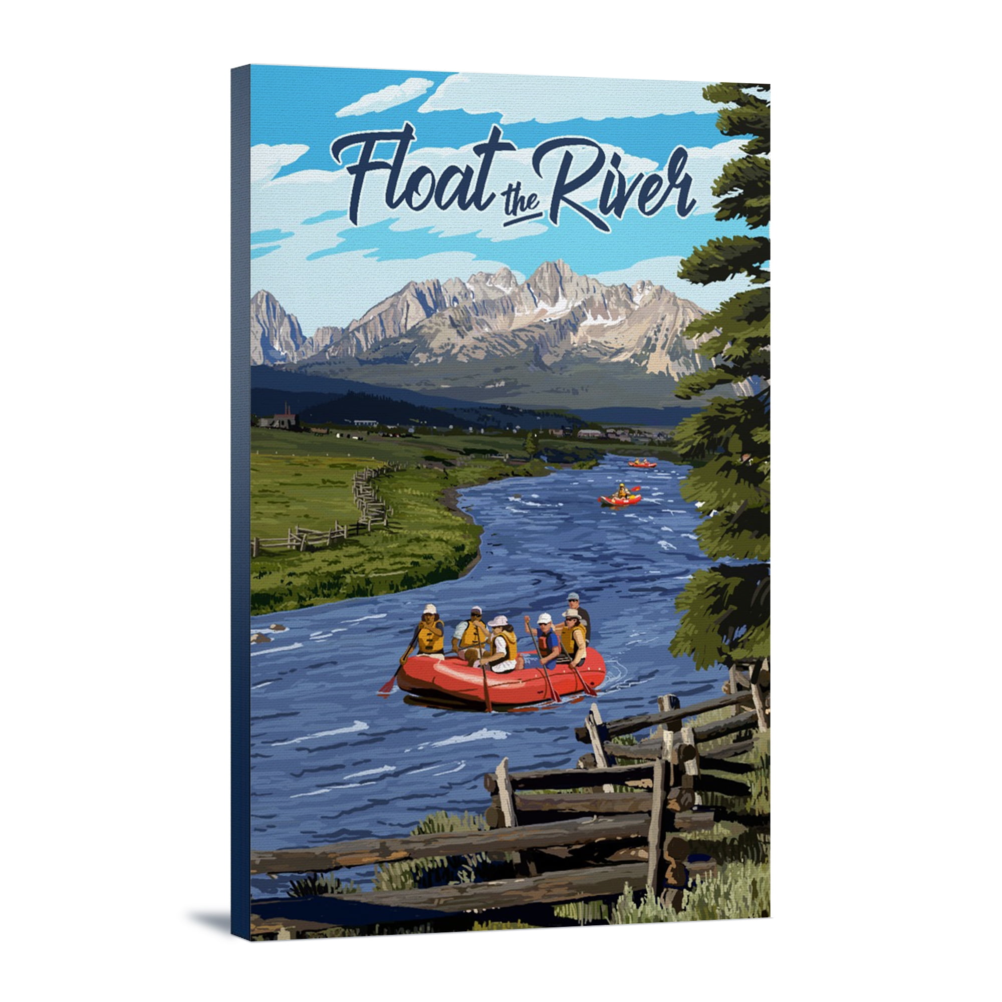 Float the River, Rafters on River, (12x18 Wrapped Canvas, Wall Decor ...