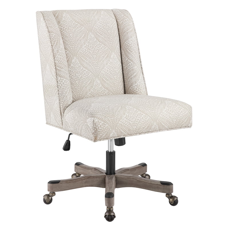 Linon Draper Taupe Fern Wood Upholstered Office Chair in Antique Gray ...