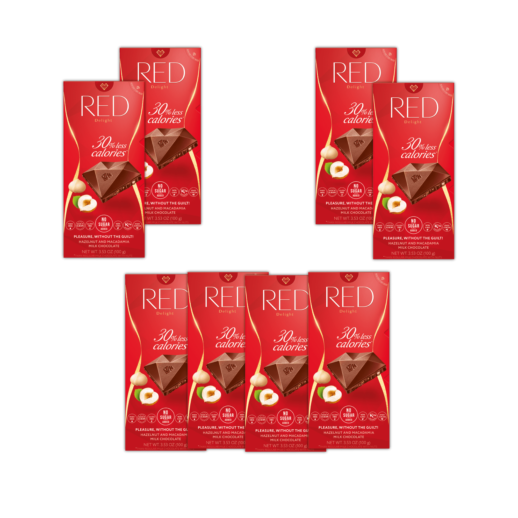 RED Chocolate Milk Chocolate with Hazelnut and Macadamia 8 Pack ...
