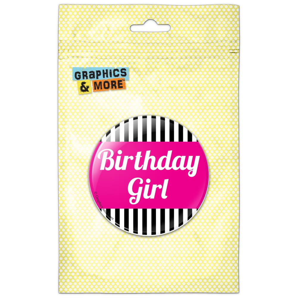 Birthday Girl Pink with Stripes Pinback Button Pin Badge - Walmart.com