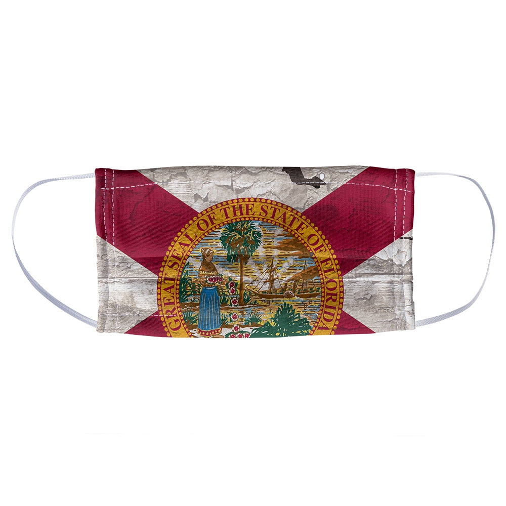 Rustic Florida State Flag Distressed 1-Ply Reusable Face Mask Covering ...