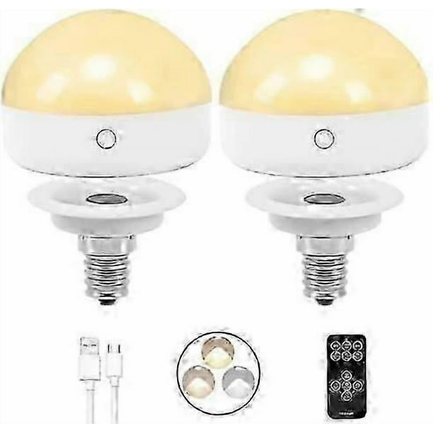 Suitable for No Power, E14 Rechargeable LED Bulb, 2Packs, 300LM, Remote ...