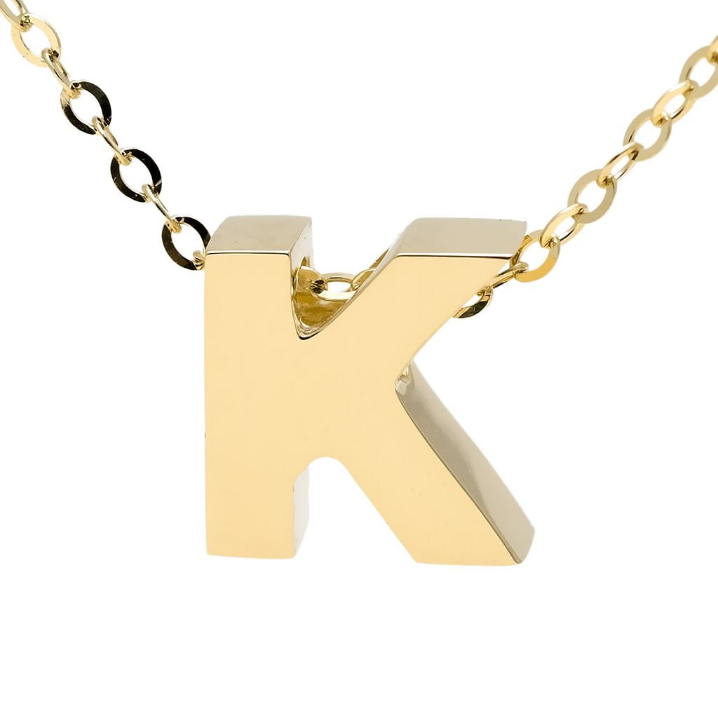 14k Yellow Gold Initial K Pendant With Chain - Walmart.com