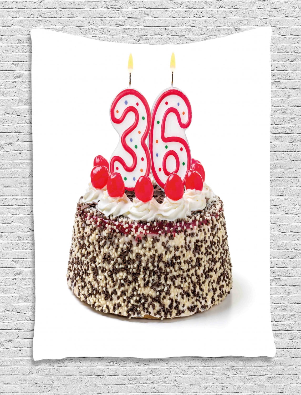 36th Birthday Decorations Tapestry, Happy Birthday Party Theme Cake ...
