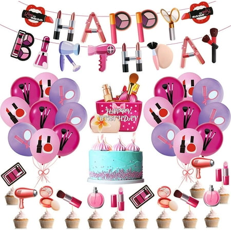 44 Pieces Makeup Birthday Party Decorations, Makeup Theme Party ...