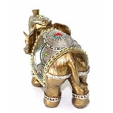 feng shui 9" large gold elegant elephant trunk statue lucky figurine ...