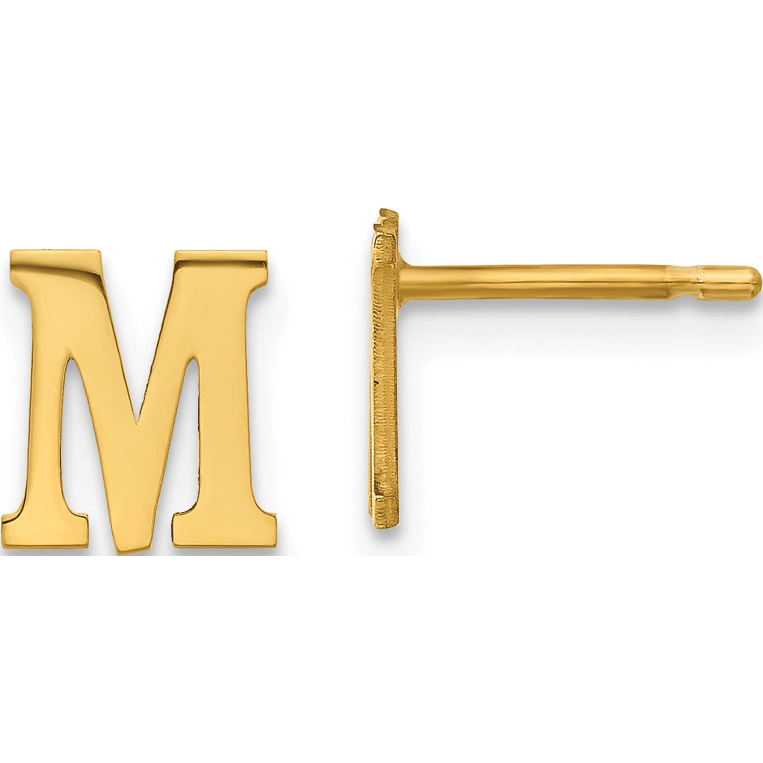 Ss/Gold Plated Sterling Silver Gold-Plated Letter M Initial Post ...