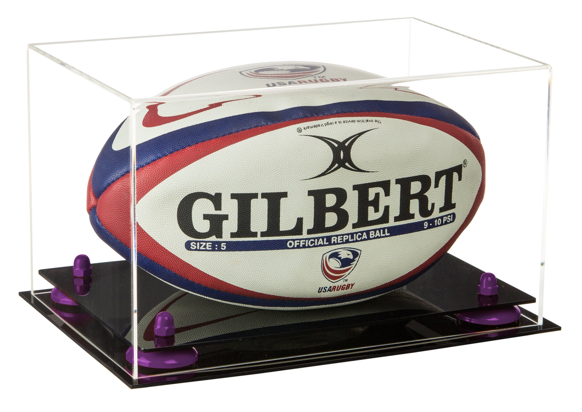 Clear Acrylic Rugby Ball Display Case with Purple Risers (A004-PR ...