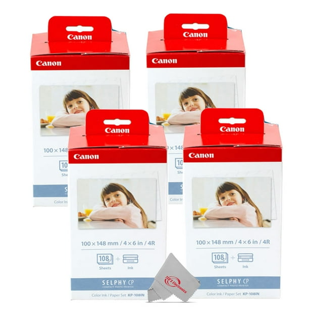 Four Canon KP-108IN Selphy Color Ink 4x6 Paper Set 3115B001 for SELPHY ...