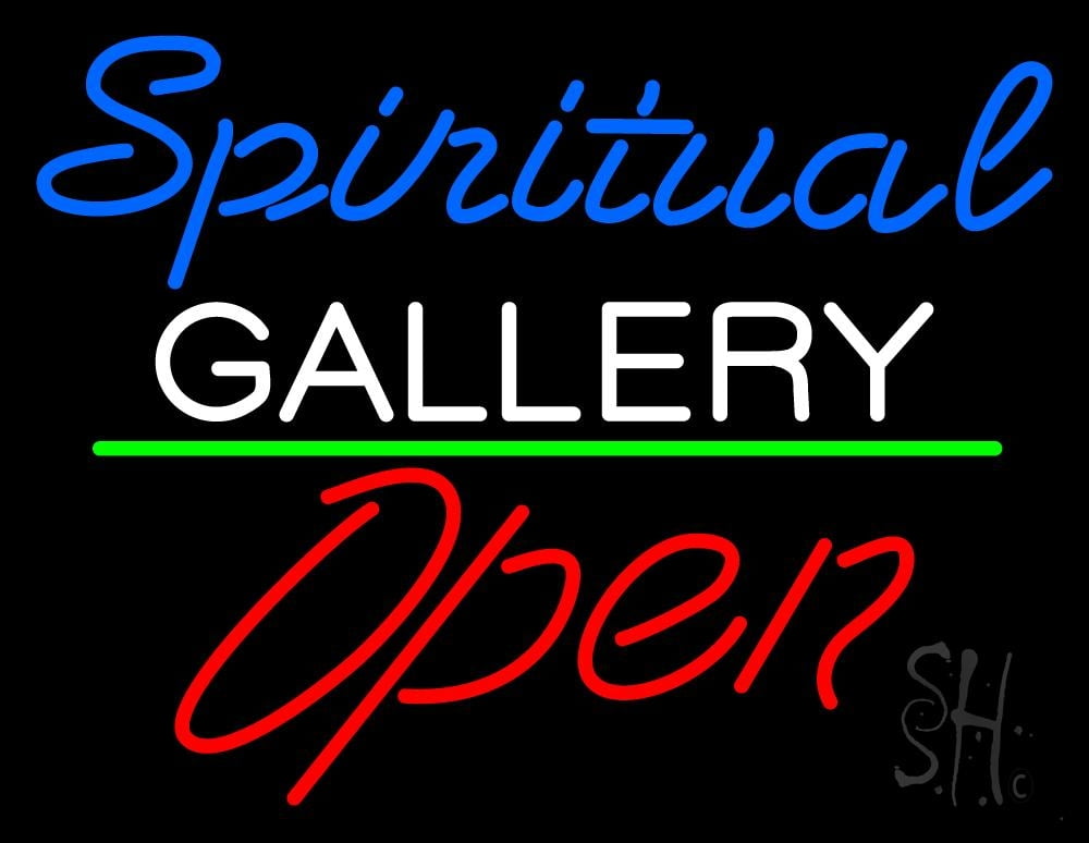 Blue Spritual White Gallery With Open 2 LED Neon Sign 24 x 31 - inches ...