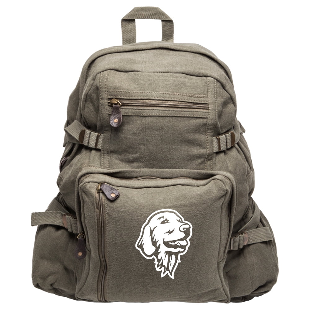 Golden Retriever Gentle Dog Heavyweight Canvas Backpack Bag in Olive ...