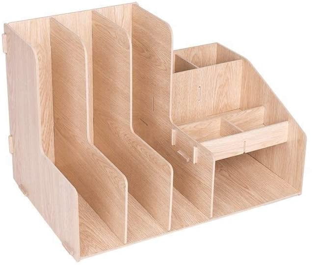 Magazine Rack Wood Multiple Columns High Capacity Partition Design ...