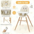 Infans Baby High Chair Wooden Feeding Chair w/ 4-Gear Tray & Removable ...