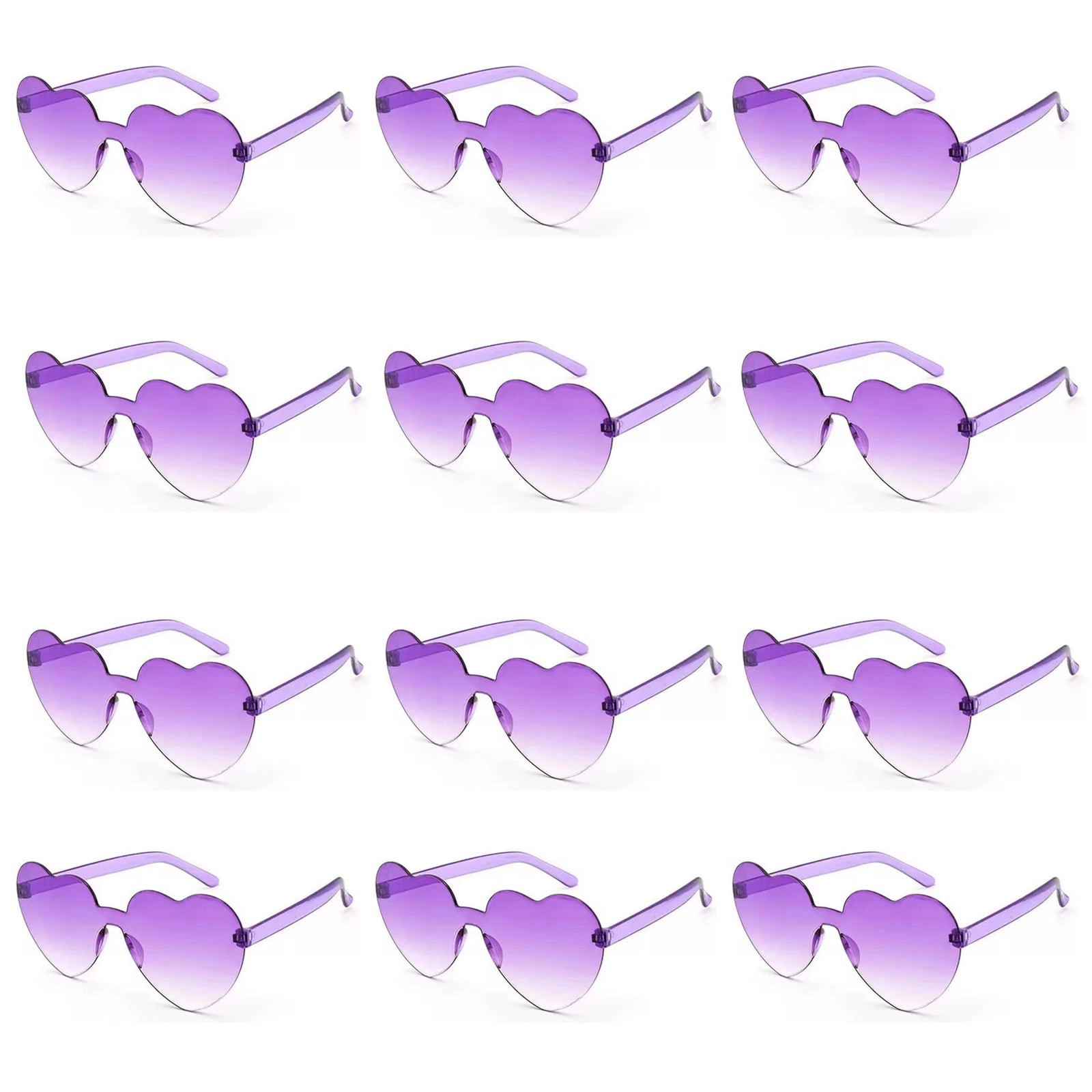12PCS Heart Sunglasses for Women Transparent Heart Shaped Sunglasses ...
