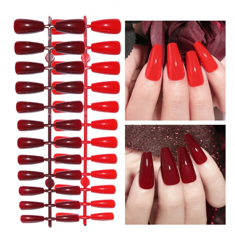 Red Acrylic Nails For Prom