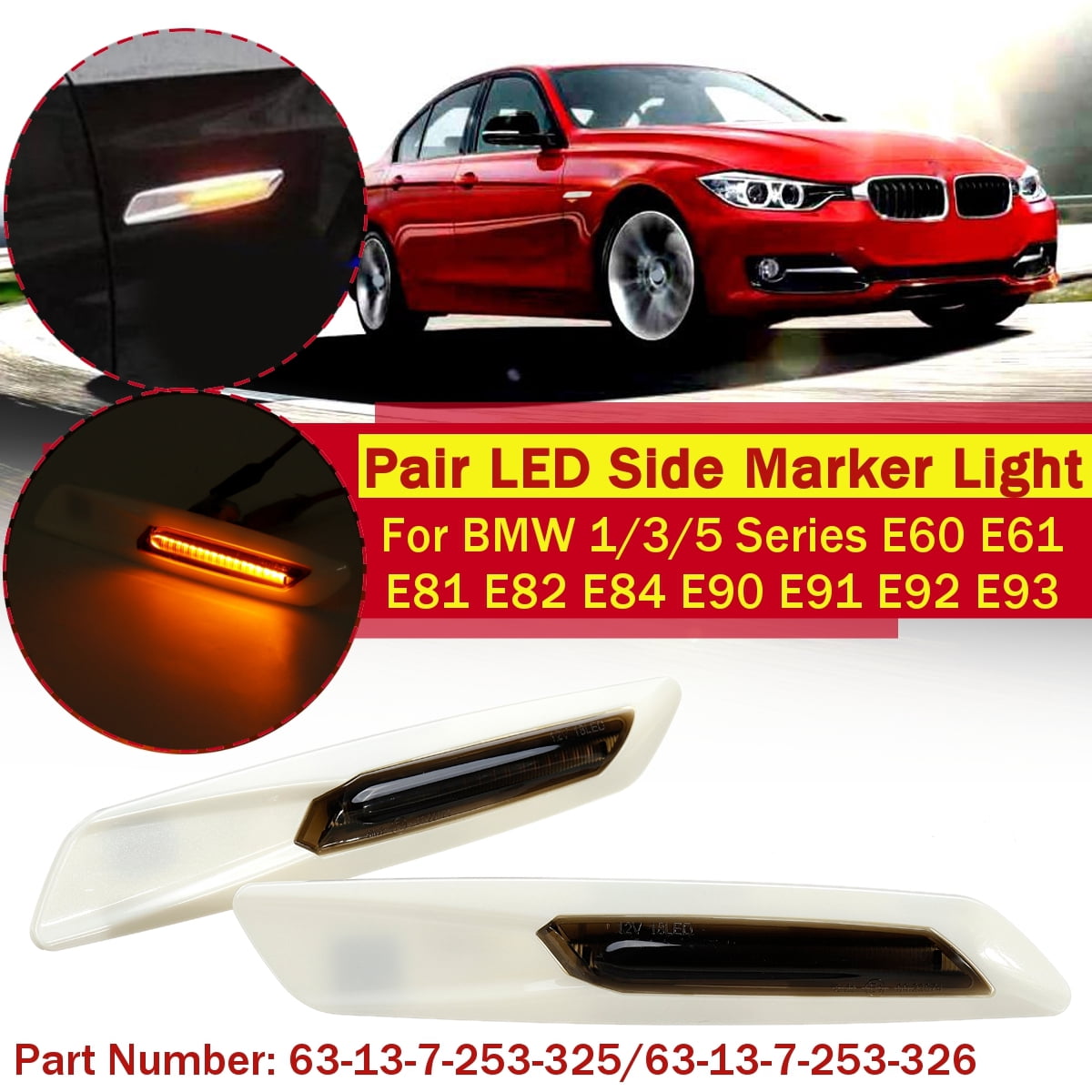 Pair 12V 18LED Side Marker Light For BMW 1/3/5 Series 2005-2013 (White ...