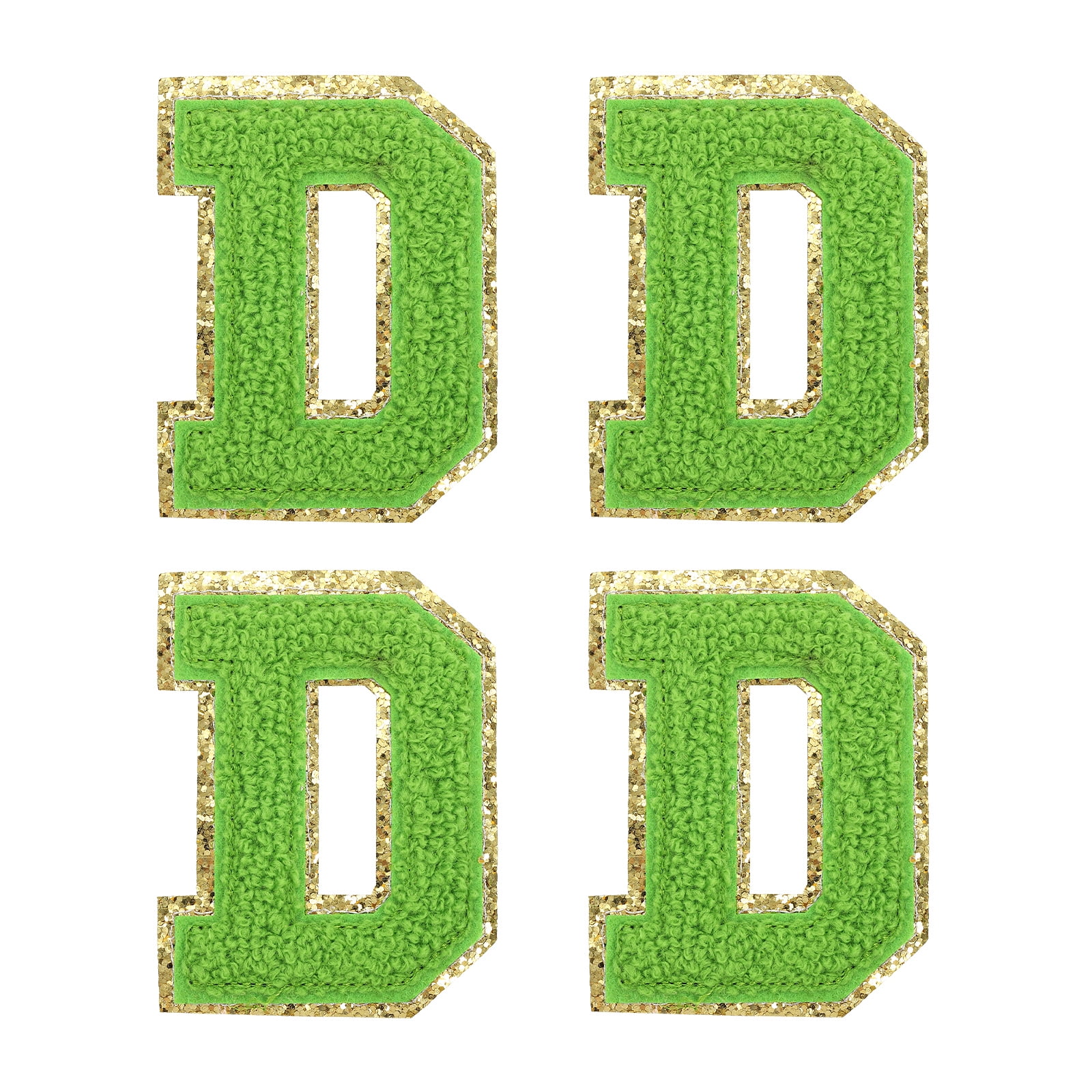 Uxcell 4Pcs Chenille Letter Patches Iron on Letter Patches Green D ...