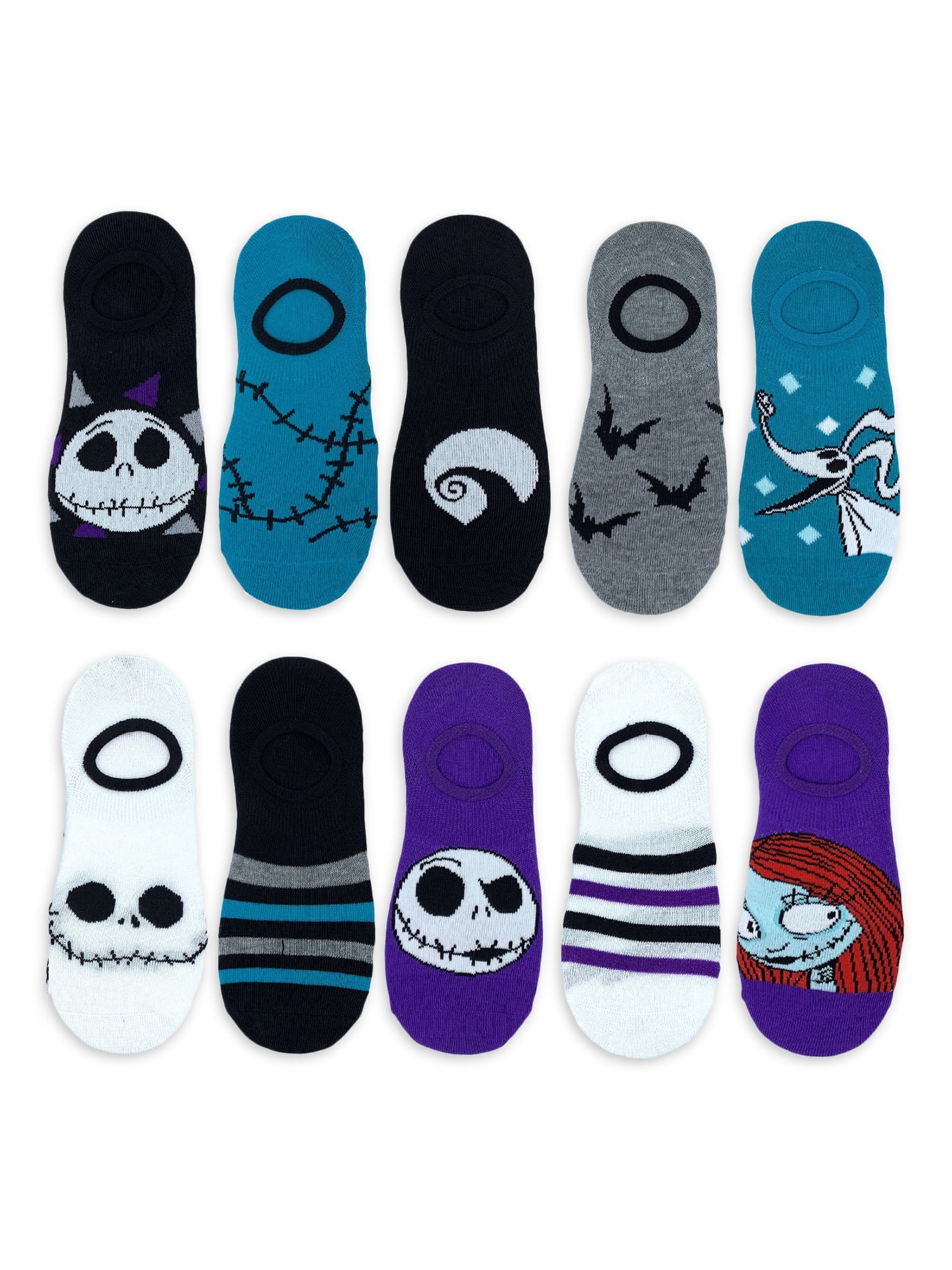 Nightmare Before Christmas Women's Stay-Put Liner Socks, 10-Pack, Size ...