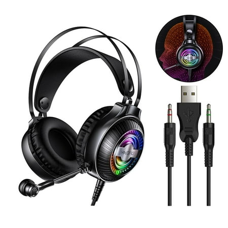 Q4 LED Light Microphone Over-ear Gaming with Soft Earmuffs, Black ...