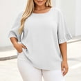 Ashirexll Womens Casual Tops Plus Size Casual Fashion Solid Color ...