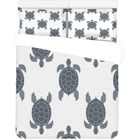 RYLABLUE 3 Piece Bedding Set Sea Turtles Twin Size Duvet Cover with 2 ...