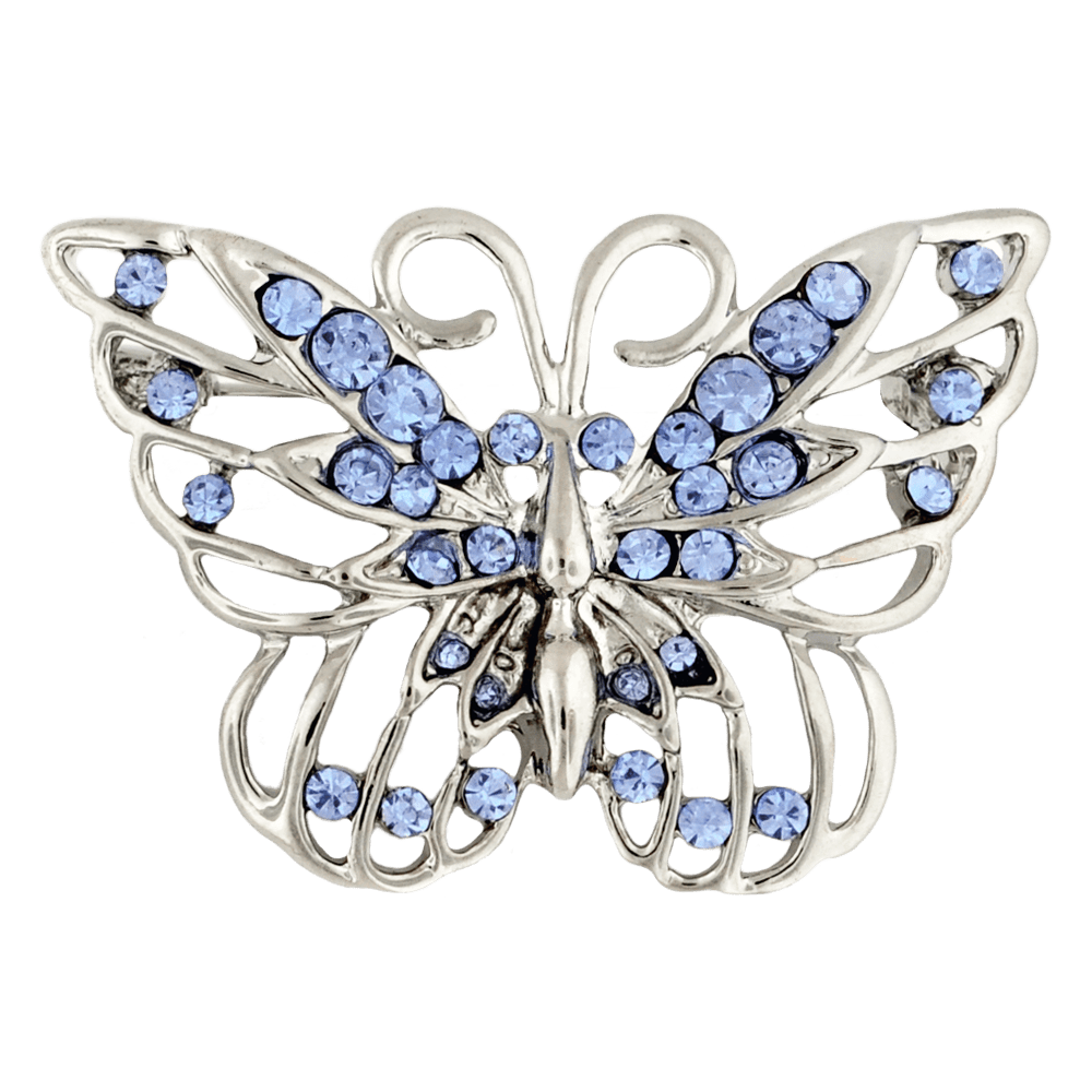 PinMart's Silver Plated Blue Rhinestone Butterfly Brooch Pin - Walmart.com