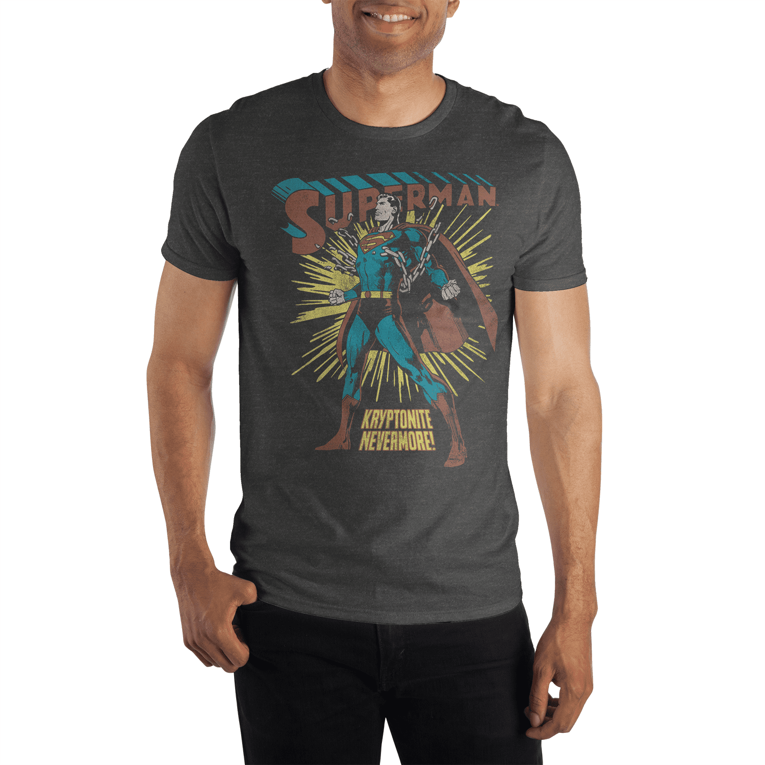 Bioworld Dc Comics Superman Kryptonite Vintage Grey T-Shirt